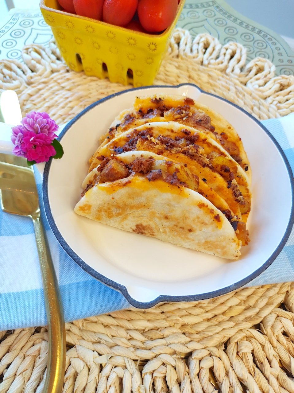 Soyrizo Potato Hash Quesadillas - Vanguard of Hollywood